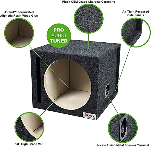 Bbox 12SVSC Single Vented 12 Inch Subwoofer Box - Premium Subwoofer Box Improves Audio Quality, Sound & Bass - Car Subwoofer Boxes & Enclosures with Nickel Finish Terminals