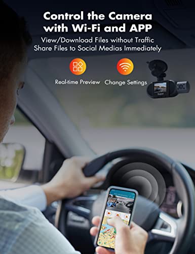 Supwi Dual Dash Cam with GPS and Wi-Fi, 1440P Front and Inside Discreet Car Camera for Uber with Infrared Night Vision, Super Capacitor, Dual Sony Sensors, Parking Monitoring