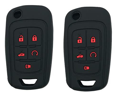 2PCS Silicone Protector Key Fob Cover fit for 2010 2011 2012 2013 2014 Chevy Chevrolet Camaro Cruze Malibu Equinox Sonic Impala Keyless Entry Remote Key Fob