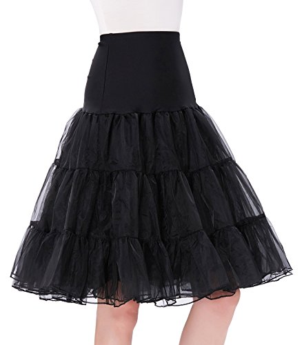 GRACE KARIN Women Tulle Underskirt Black Petticoat for 50s Dress Petticoat 2X