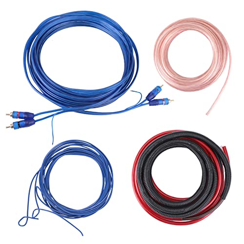 Pyle Car Stereo Wiring Kit - Audio Amplifier & Subwoofer Speaker Installation Cables (4 Gauge), Blue (PLAM40)