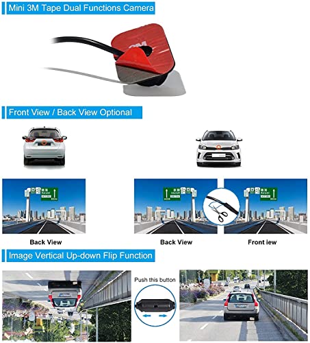 PARKVISION Mini Car Side View Camera/Rear View Camera/Front View Camera with Rotatable Lens,Paste Installation,Upside Down Flip Image Function Without Guideline