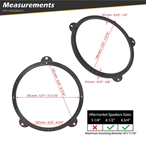 Scosche Compatible with Select 1999 to 2010 BMW 3-Series 6.5” or 6.75" Speaker Adapters for Front Doors (1 Pair) SABW652
