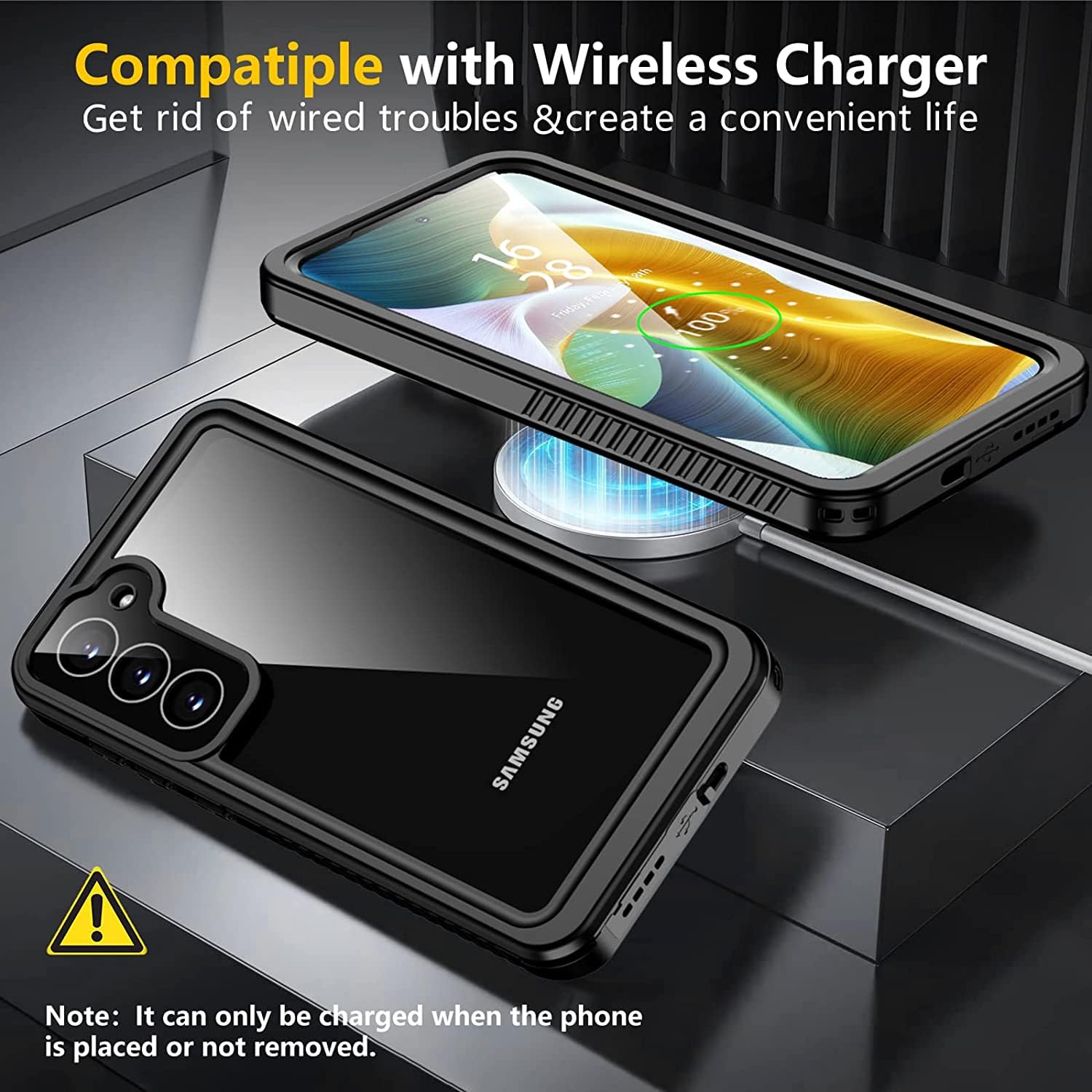 Oterkin for Samsung Galaxy S23 Plus Case Waterproof,S23 Plus Case with Built-in Screen&Camera Protector,360° Full Body Protection Dustproof Shockproof Heavy Duty Rugged Case for S23+ Plus 6.6''-Black