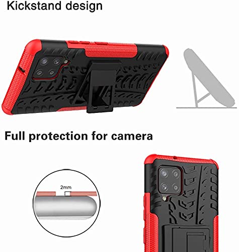 for Galaxy A42 5G Phone Case with HD Screen Protector, Dual Layer [16 FT Military Grade Drop Protection] Magnetic Ring Holder Kickstand Protective Phone Case for Samsung Galaxy A42 5G (Red)