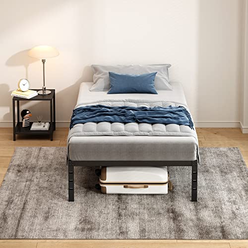 HLIPHA Twin XL Size Metal Platform Bed Frame with Heavy Duty Metal Slat Support,14" Height Easy Assembly Mattress Foundation,No Box Spring Needed,Black