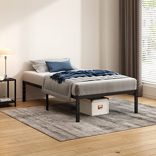 HLIPHA Twin XL Size Metal Platform Bed Frame with Heavy Duty Metal Slat Support,14" Height Easy Assembly Mattress Foundation,No Box Spring Needed,Black