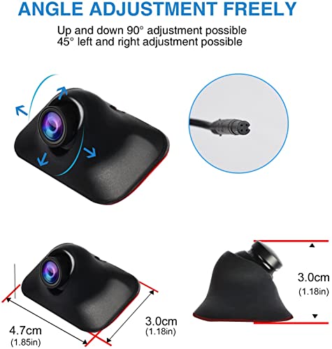 PARKVISION Mini Car Side View Camera/Rear View Camera/Front View Camera with Rotatable Lens,Paste Installation,Upside Down Flip Image Function Without Guideline