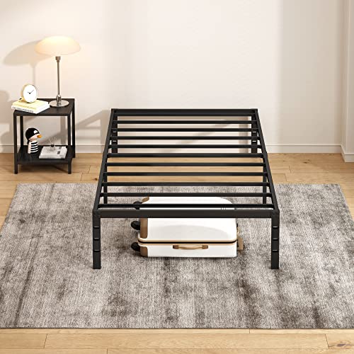 HLIPHA Twin XL Size Metal Platform Bed Frame with Heavy Duty Metal Slat Support,14" Height Easy Assembly Mattress Foundation,No Box Spring Needed,Black