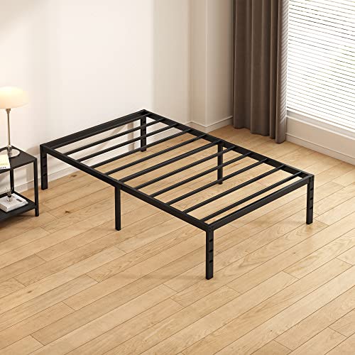 HLIPHA Twin XL Size Metal Platform Bed Frame with Heavy Duty Metal Slat Support,14" Height Easy Assembly Mattress Foundation,No Box Spring Needed,Black