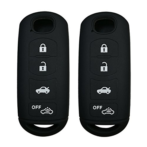 Coolbestda 2Pcs Rubber 4buttons Smart Key Fob Full Protector Remote Skin Cover Case Keyless Jacket for 2018 2017 Mazda CX-5 CX-7 CX-9 Mazda 3 6 MX-5 Miata Toyota Yaris Black