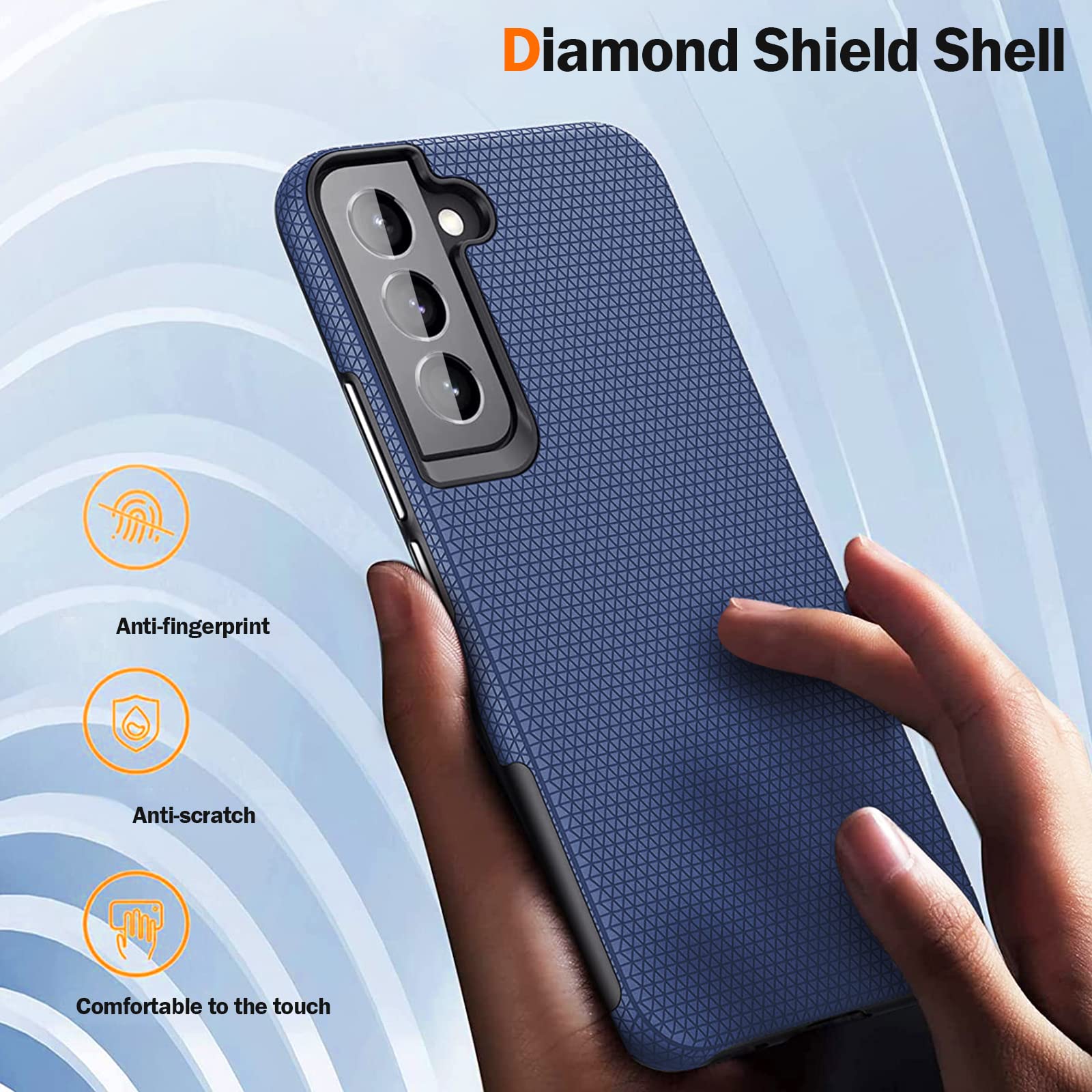 for Samsung Galaxy S22 Case with Screen Protector, Military Grade Drop Proof Protection Galaxy S22 Protective Case Rugged PC Hard & Silcone Shockproof Cover for Samsung S22 5G Phone Case Shell (Blue)