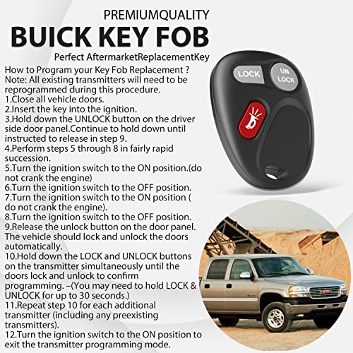 Car Keyless Entry fit for 1999-2002 GMC Sierra Sonoma Yukon Chevy Silverado Suburban Tahoe FCCID: 15732803 KOBUT1BT self-Programming (Pack of 2)