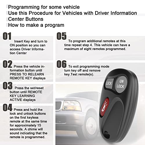 Car Keyless Entry fit for 1999-2002 GMC Sierra Sonoma Yukon Chevy Silverado Suburban Tahoe FCCID: 15732803 KOBUT1BT self-Programming (Pack of 2)