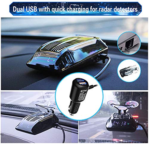 Radar Detector Power Cord,for Uniden Escort Valentine Beltronics Passport Cobra etc Radar Detector,with Dual USB QC3.0 Quick Charger(QC3.0 6.5ft)