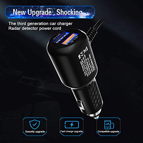 Radar Detector Power Cord,for Uniden Escort Valentine Beltronics Passport Cobra etc Radar Detector,with Dual USB QC3.0 Quick Charger(QC3.0 6.5ft)