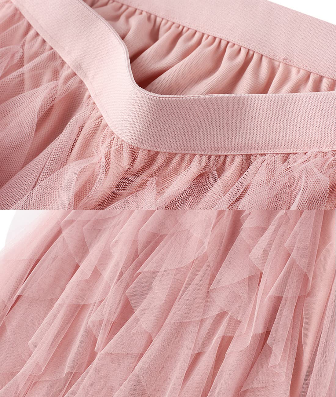 Femiserah Women's Long Rainbow A Line Tulle Tutu Skirts Tiered Skirt Petticoat(One Size, Tulle Pink