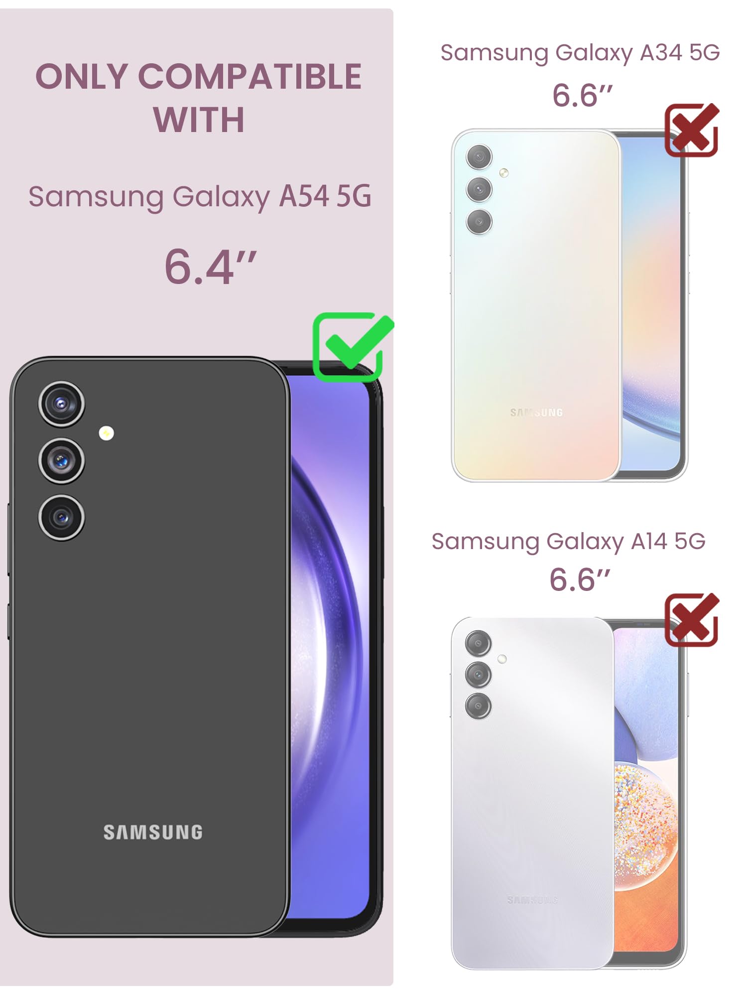 DagoRoo for Samsung Galaxy A54 5G Case with Tempered Glass Screen Protector [2 Pack],[Military Grade Protective] Slim Soft TPU & Hard PC,Girls Women Crystal Clear Flower Pattern Cases (JD-Purple)