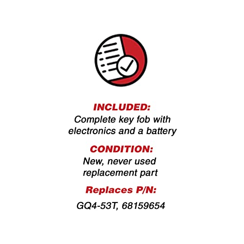KeylessOption Keyless Entry Remote Car Key Fob Alarm for Ram 1500 2500 3500 Air Suspension, GQ4-53T (Pack of 2)