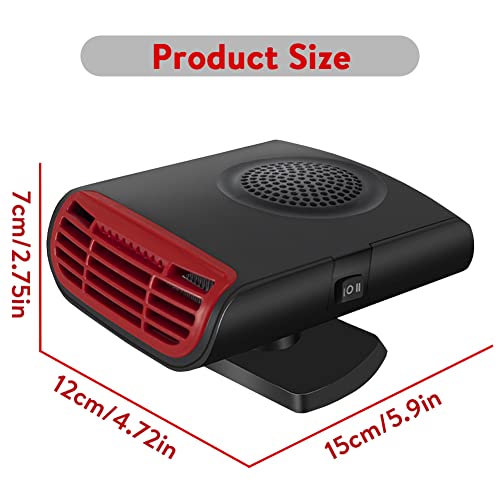 Upgrade Portable Car Heater,12V 150W Car Defroster Windshield Defogger 360° Rotatable,3 in 1 Car Heater Fast Heating & Cooling & Air Purify Plug in Cigarette Lighter for All Car