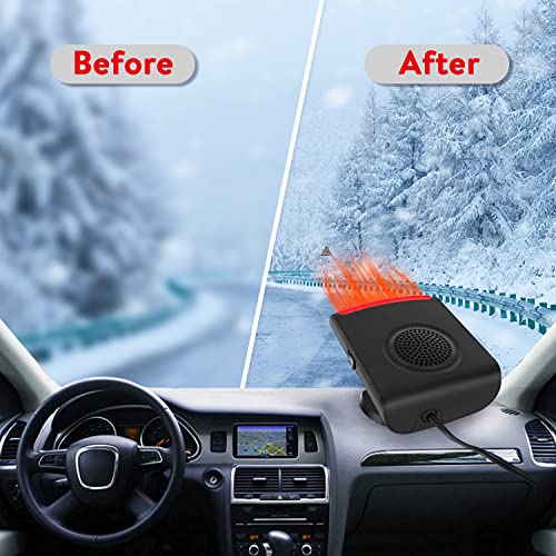 Upgrade Portable Car Heater,12V 150W Car Defroster Windshield Defogger 360° Rotatable,3 in 1 Car Heater Fast Heating & Cooling & Air Purify Plug in Cigarette Lighter for All Car