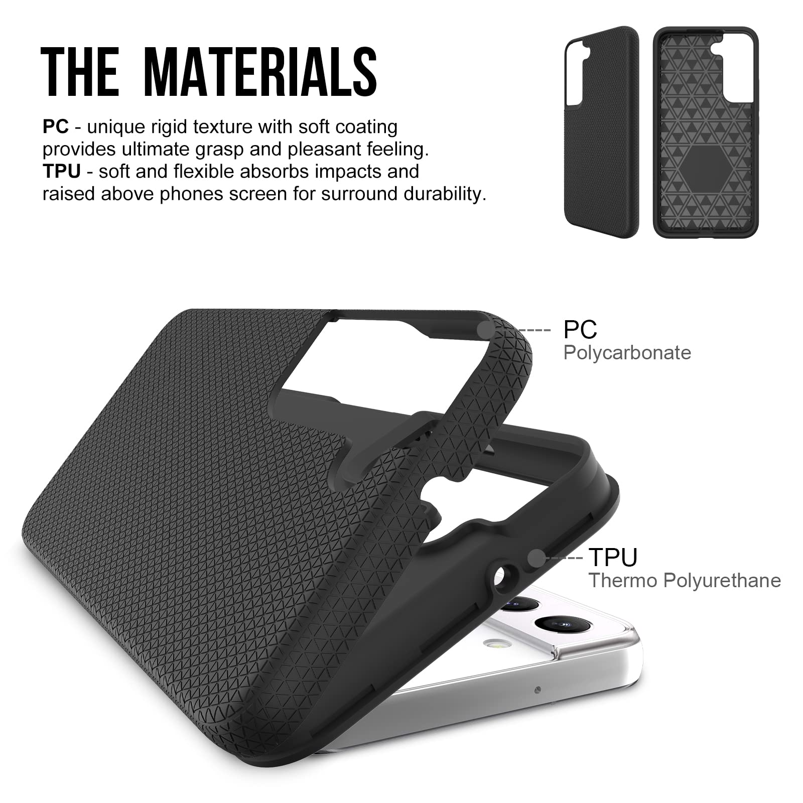 KIOMY Case for Samsung Galaxy S22 5G Shockproof Bumper Protective Cover 2 in 1 Dual Layers