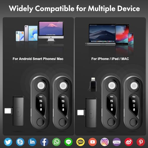 2 Pack Wireless Lavalier Microphones for Android iPhone iPad USB C with Charge Case -Noise Canceling Lav Mic Cordless Clip On Mic for Podcast Video Recording Vlog YouTube TikTok for Samsung iPhone 15