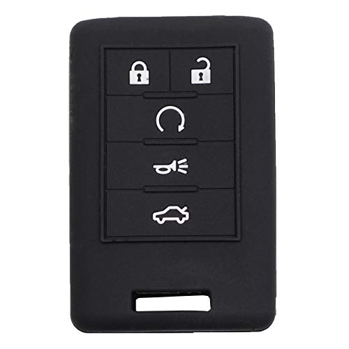 Btopars 2pcs 5 Button Smart Remote Key Fob Rubber Case Cover Protector Compatible with Cadillac ATS CTS DTS STS XTS ATS SRX Escalade Black Pink