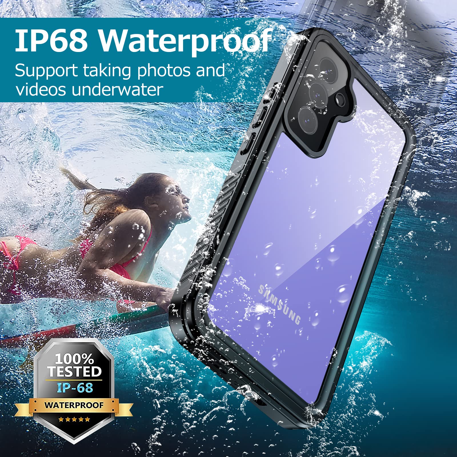 Oneagle for Samsung Galaxy A54 5G Case Waterproof, Built-in Screen & Lens Protector, Full Body [Waterproof Shockproof Dustproof] [IP68 Underwater] Heavy Duty Anti-Scratched Rugged Case for A54 5G 6.4"