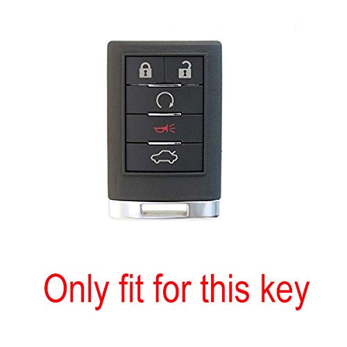 Btopars 2pcs 5 Button Smart Remote Key Fob Rubber Case Cover Protector Compatible with Cadillac ATS CTS DTS STS XTS ATS SRX Escalade Black Pink