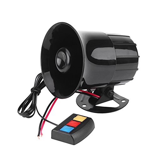 Motorcycle Alarm Horn, 12V 30W Car Motorcycle Alarm Warning Siren Horn 3 Sound Loud Speaker, Black