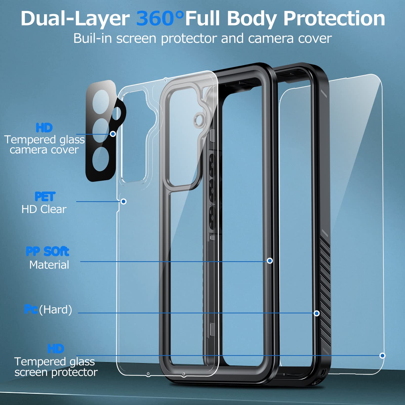 Oneagle for Samsung Galaxy A54 5G Case Waterproof, Built-in Screen & Lens Protector, Full Body [Waterproof Shockproof Dustproof] [IP68 Underwater] Heavy Duty Anti-Scratched Rugged Case for A54 5G 6.4"