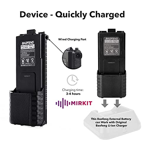 Mirkit Baofeng Accessories Set: Baofeng Battery BL-5L 3800mah with Baofeng USB Charging Cable Compatible with Baofeng UV- 5R MK2 MK3 MK4 MK5 BF-F8HP UV-5RX3 RD-5R UV-5RTP UV-5X3 by Mirkit Radio