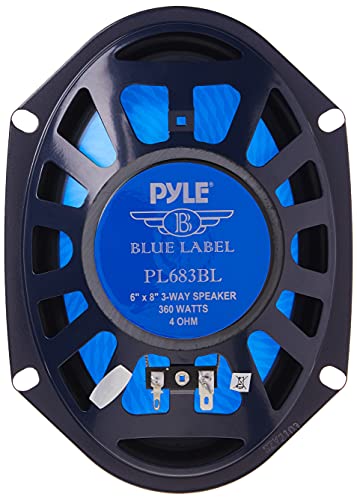 Pyle 6β x 8β Car Sound Speaker (Pair) - Upgraded Blue Poly Injection Cone 3-Way 360 Watts w/ Non-fatiguing Butyl Rubber Surround 70 - 20Khz Frequency Response 4 Ohm & 1" ASV Voice Coil - Pyle PL683BL