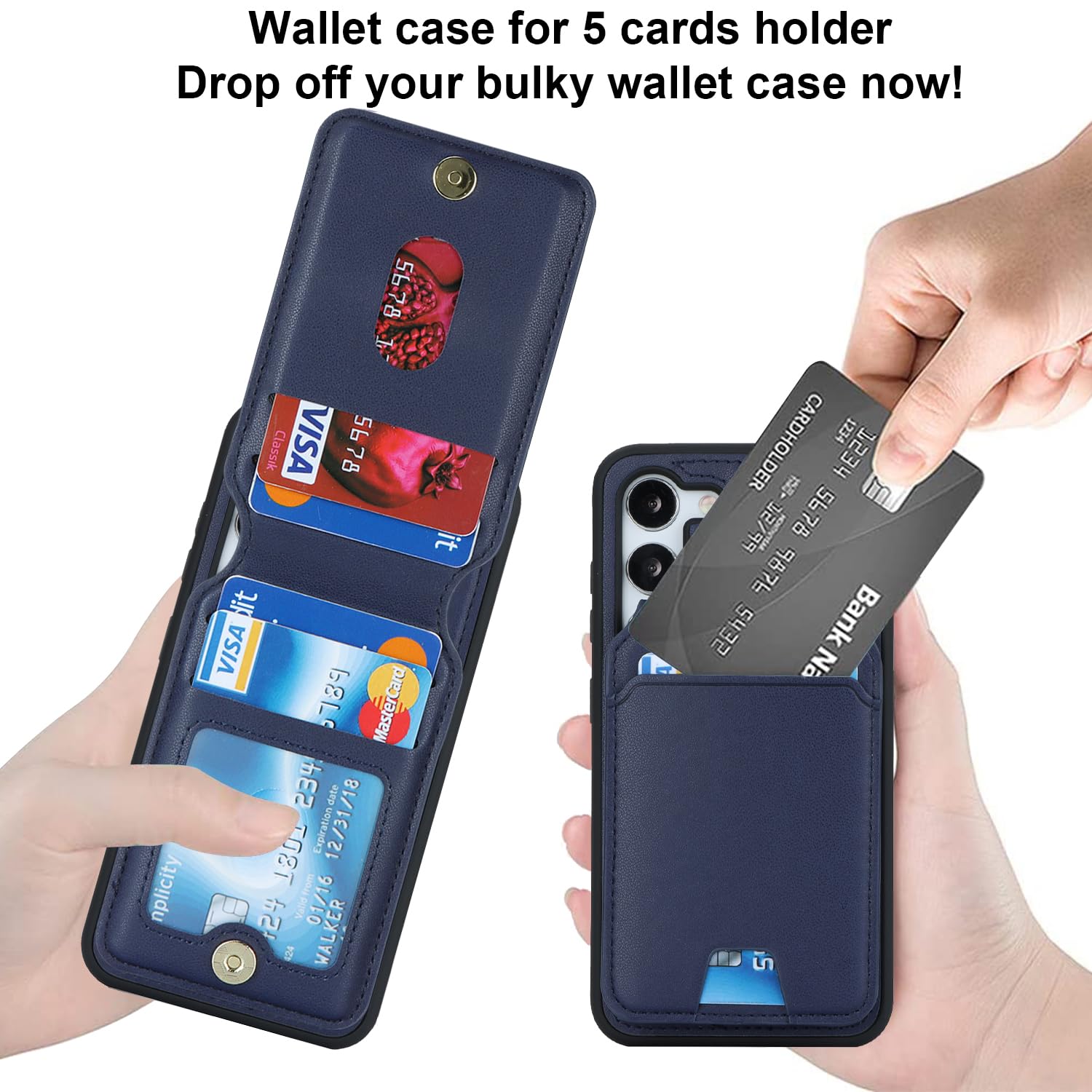 Ｈａｖａｙａ for Samsung Galaxy S23 Plus case Magsafe Compatible Galaxy S23 Plus case with Card Holder for Men and Women Samsung S23+ Plus Detachable Magnetic Wallet Phone case-Blue