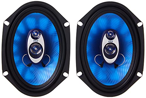 Pyle 6β x 8β Car Sound Speaker (Pair) - Upgraded Blue Poly Injection Cone 3-Way 360 Watts w/ Non-fatiguing Butyl Rubber Surround 70 - 20Khz Frequency Response 4 Ohm & 1" ASV Voice Coil - Pyle PL683BL