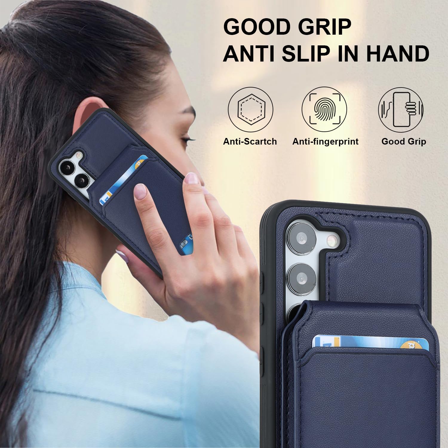 Ｈａｖａｙａ for Samsung Galaxy S23 Plus case Magsafe Compatible Galaxy S23 Plus case with Card Holder for Men and Women Samsung S23+ Plus Detachable Magnetic Wallet Phone case-Blue