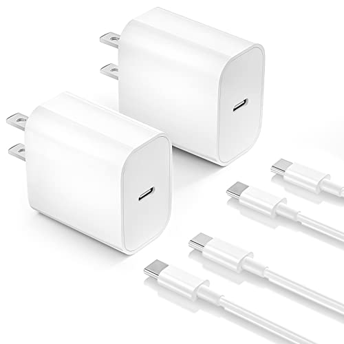 20W USB C Fast Charger for iPad Pro 12.9, iPad Pro 11 inch 2021/2020/2018, iPad Air 5th/4th 10.9 inch 2022/2020, iPad Mini 6 Generation & PD Wall Charger with 6ft USB C to C Charging Cable (2 Pack)