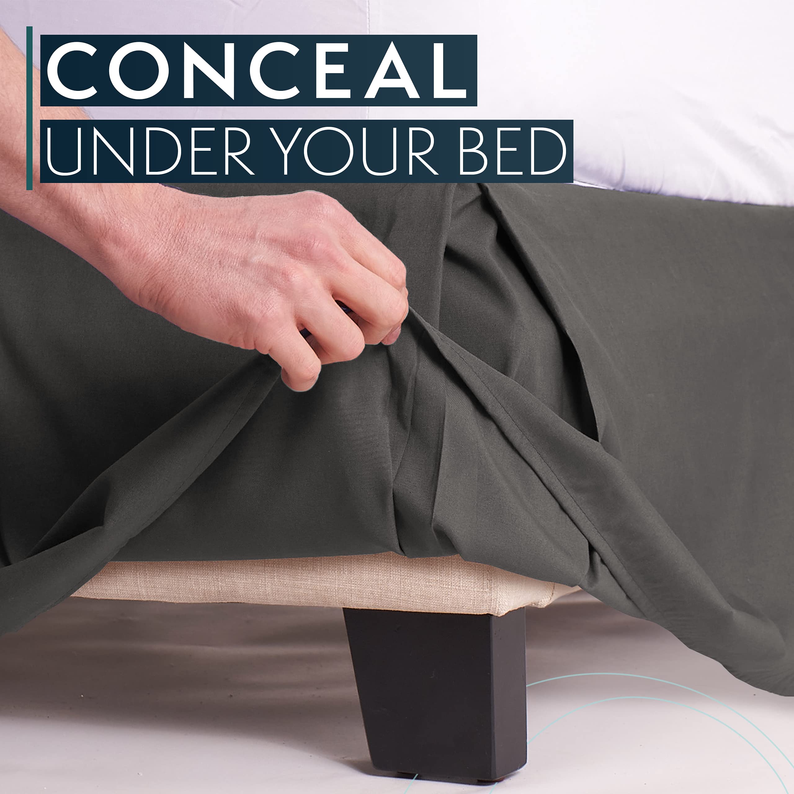 HC Collection Twin Bed Skirt, Soft Microfiber Box Spring Cover, 14" Inch Drop Bed Skirt Twin Bed, Wrinkle & Fade Resistent - Gray