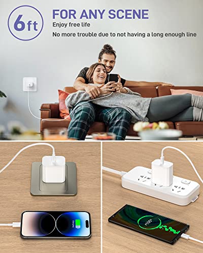 20W USB C Fast Charger for iPad Pro 12.9, iPad Pro 11 inch 2021/2020/2018, iPad Air 5th/4th 10.9 inch 2022/2020, iPad Mini 6 Generation & PD Wall Charger with 6ft USB C to C Charging Cable (2 Pack)