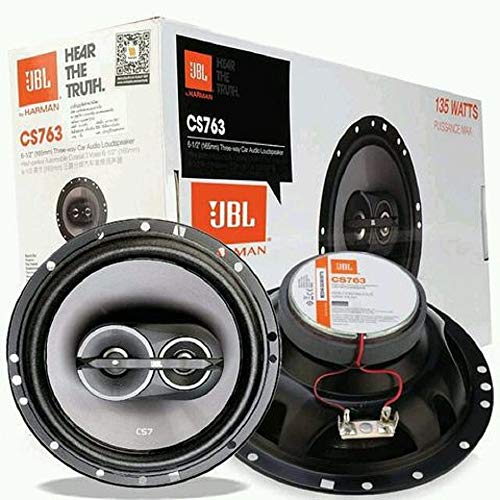 JBL CS763 CS-Series 6-1/2” 135 Watts Peak Power 3-Way Coaxial Car Audio Stereo Loudspeakers Bundled with Alphasonik Earbuds