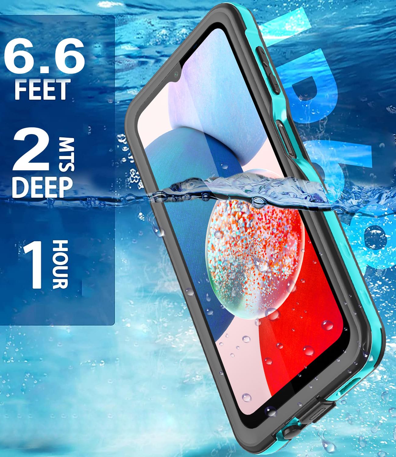 Dewfoam for Samsung Galaxy A14 5G Case Waterproof, [Built-in Screen Protector] [360° Full Body] Heavy Duty Shockproof Dustproof Protective Phone Case for Samsung A14 5G (2023) (Teal)