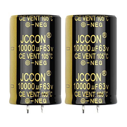 10000uF BEEYUIHF Snap in Electrolytic Capacitor 63V 10000uF, for Audio Amplifier, 10000uF Capacitor, Audio Capacitor, Radial Large Can Type Electrolytic Capacitor, 30 x 50mm 105℃.(Pack of 2)