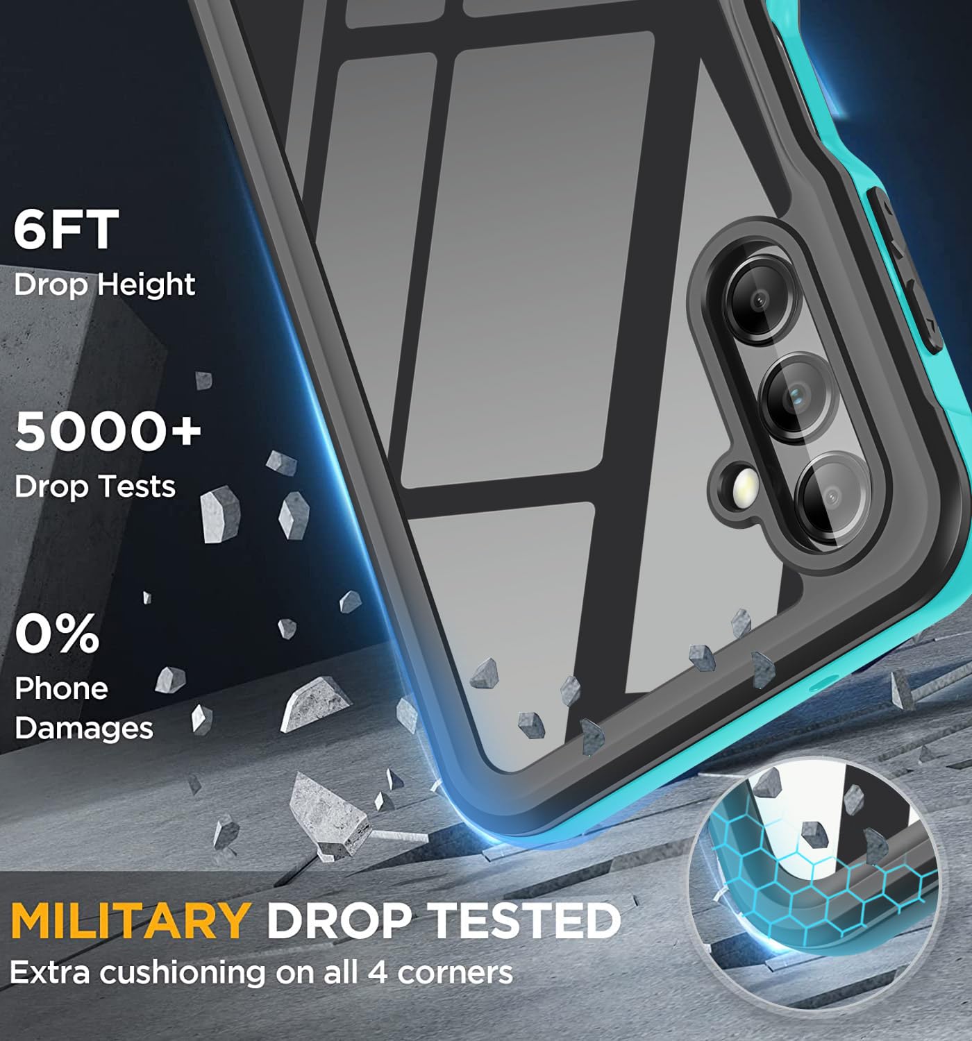 Dewfoam for Samsung Galaxy A14 5G Case Waterproof, [Built-in Screen Protector] [360° Full Body] Heavy Duty Shockproof Dustproof Protective Phone Case for Samsung A14 5G (2023) (Teal)