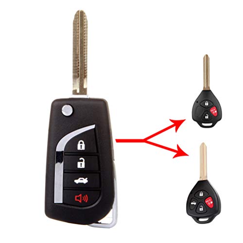 cciyu X 1 Flip Key Fob with Key Blade 4 buttons Replacement for 11 for Toyota Camry Series with FCC HYQ12BBY