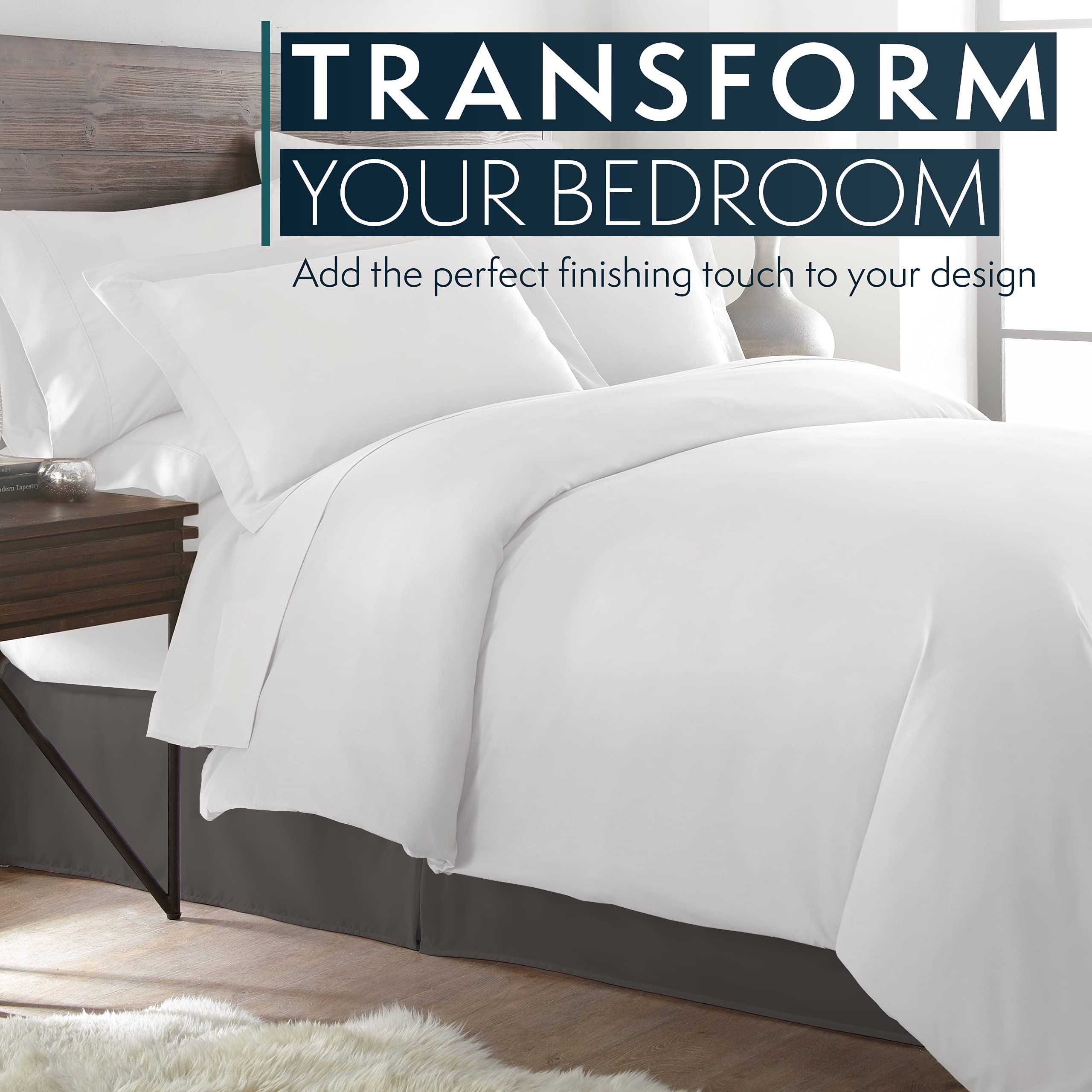 HC Collection Twin Bed Skirt, Soft Microfiber Box Spring Cover, 14" Inch Drop Bed Skirt Twin Bed, Wrinkle & Fade Resistent - Gray