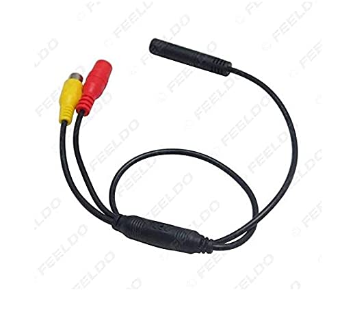AN81 - RULGS 1PC Car Backup Reverse Camera 4-Pin Male to CVBS RCA Female Connector Signal Power Adapter Wire Harness