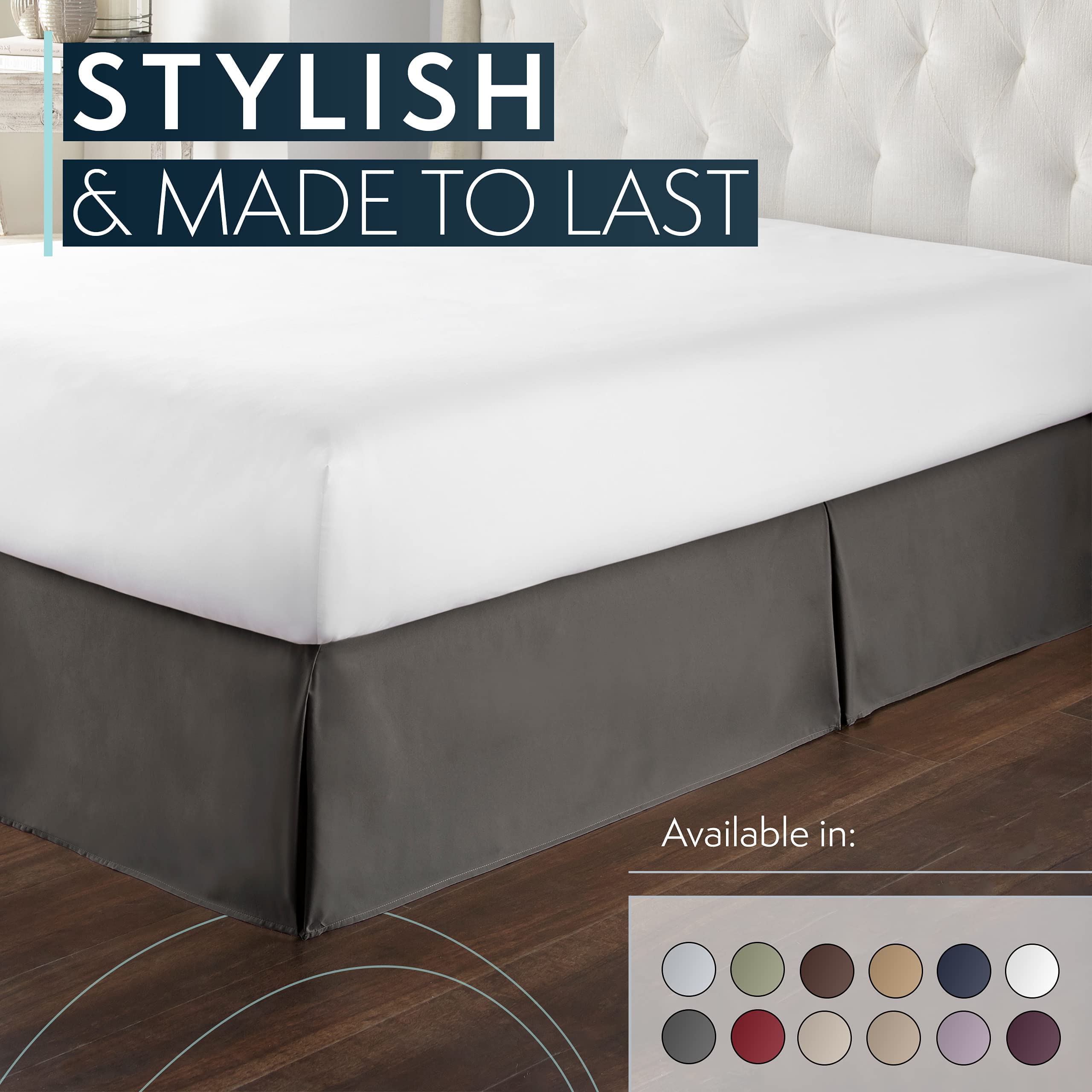 HC Collection Twin Bed Skirt, Soft Microfiber Box Spring Cover, 14" Inch Drop Bed Skirt Twin Bed, Wrinkle & Fade Resistent - Gray