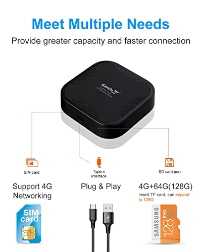 CarlinKit Ai Box CarPlay,Android System+Wireless CarPlay Adapter,Android Auto Wireless 8 Cord,4+64G,4G Cellular,Wireless Android Auto,Built-in Navigation,fit for car from 2017 to Now