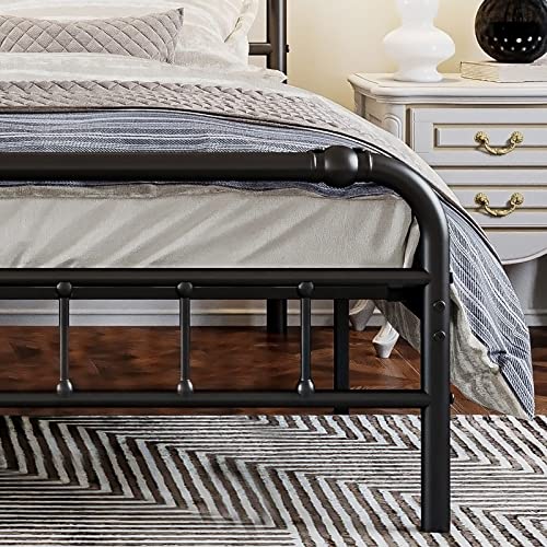 THEOCORATE Twin Size Bed Frame with Headboard and Footboard,14 Inch High 2500lbs Heavy Duty Support No Box Spring Needed,Noise Free,Anti-Slip,Easy Assembly,Black